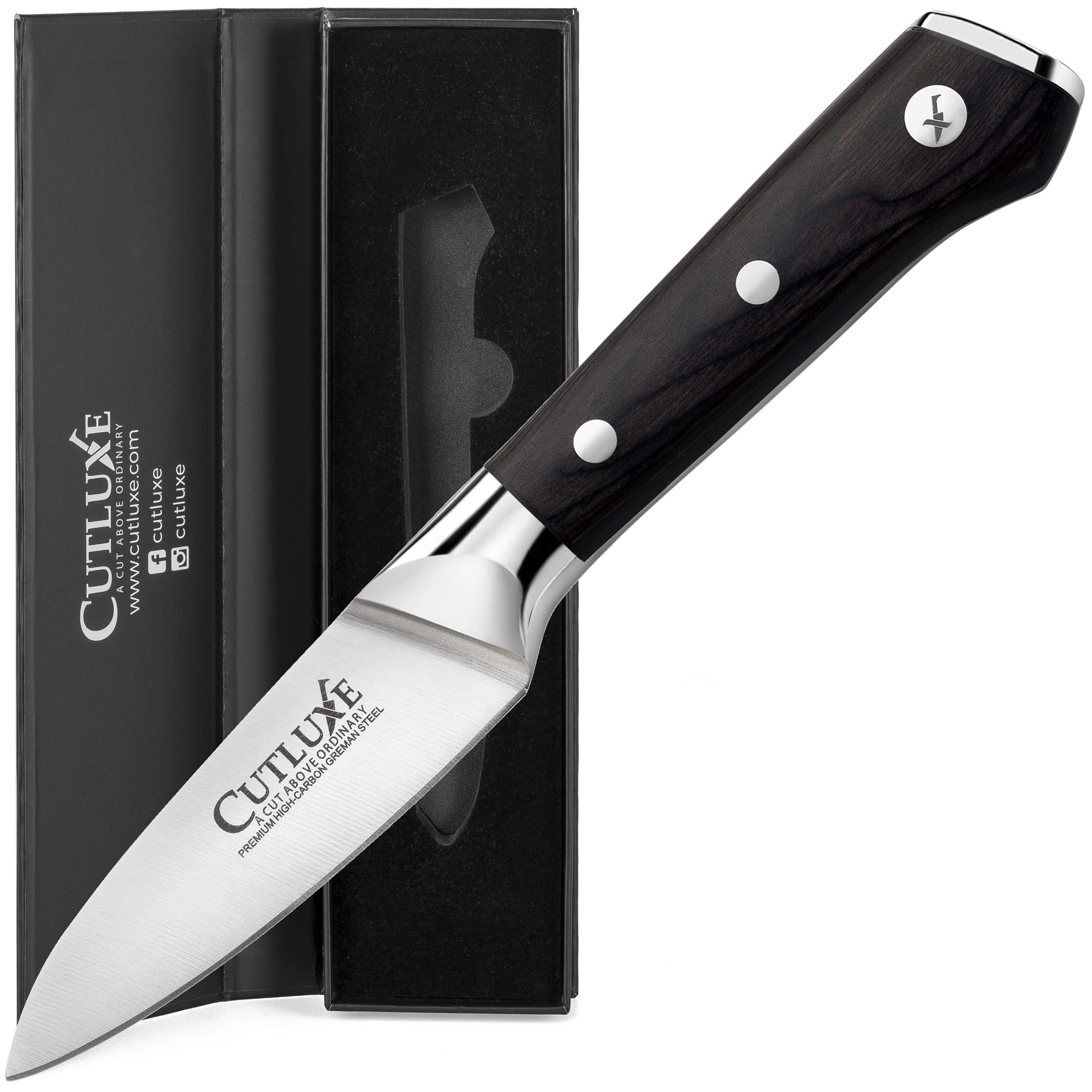 Cutluxe Chef, Santoku, Chopping and Paring Knife Setβ Forged High Carbon German Steel β Full Tang & Razor Sharp β Ergonomic Handle Design β Artisan Series