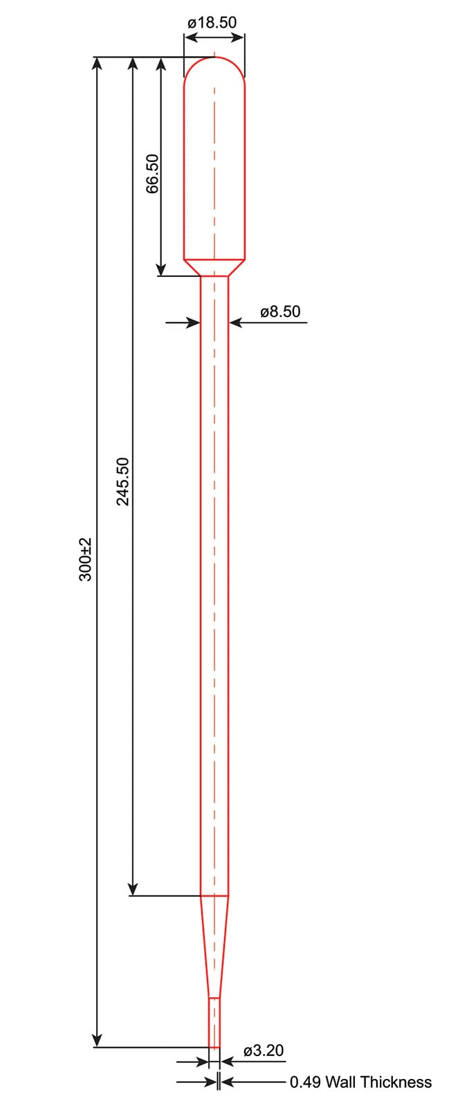 Globe Scientific 139050B Transfer Pipettes, 300mm Extra Long, 23.0mL Capacity, Pack of 100