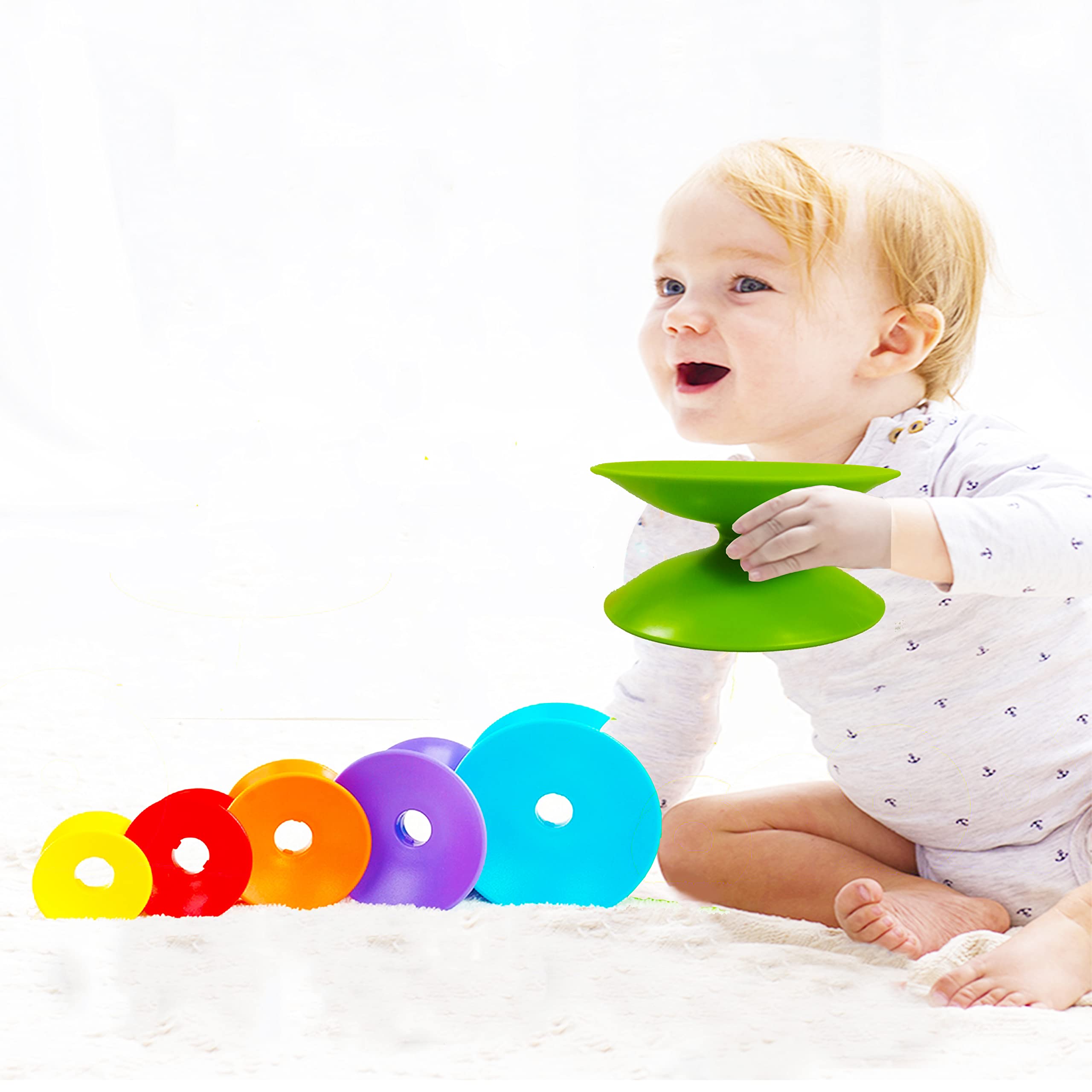 Rainbow Spinning Wheel Toy - Kids Stackable Spinning Toy for Kids, Spinning Toy,Stacking Toy for Babies and Toddlers, Brain Early Learning Toys, Interactive Learning Stacking Toys