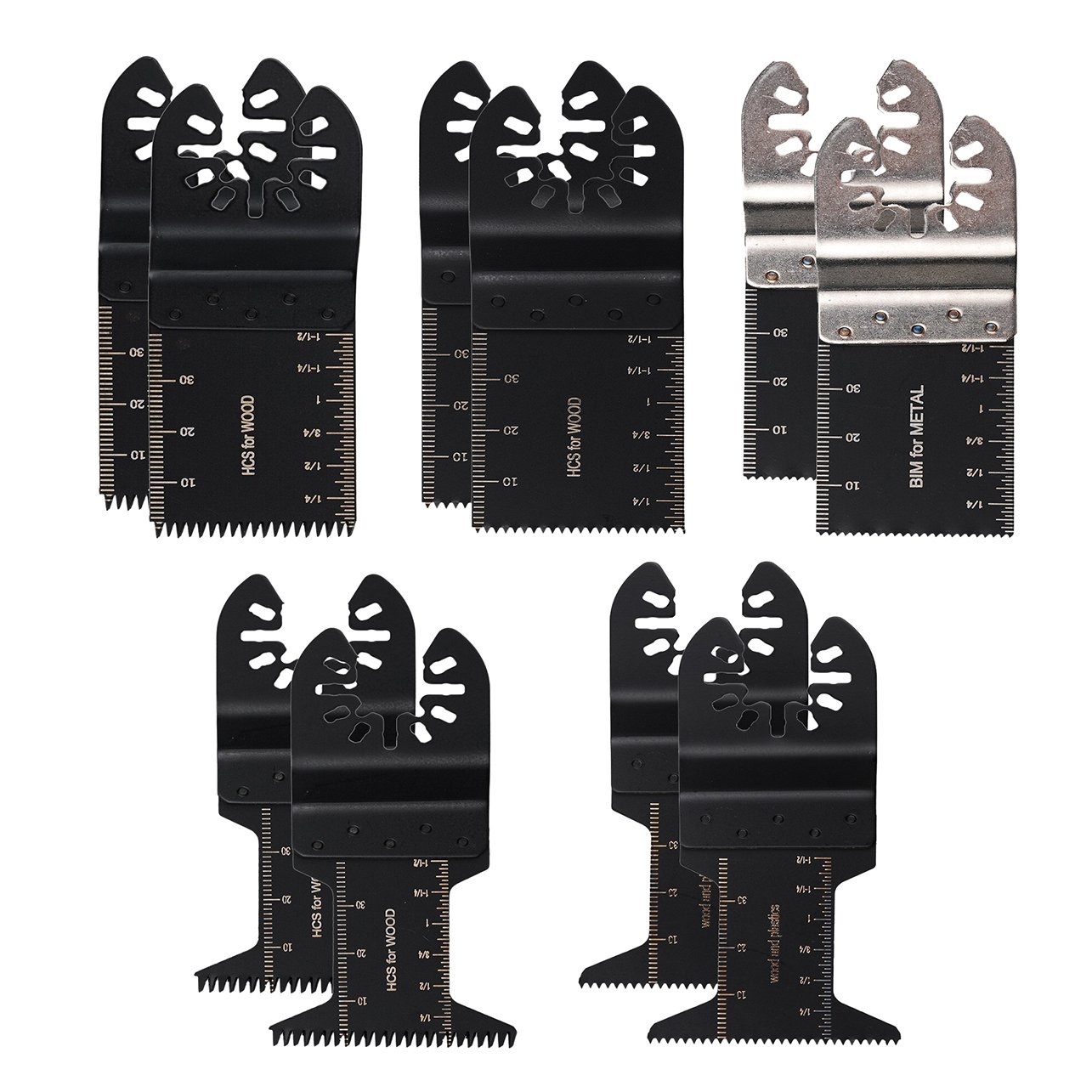 HIFROM 10PCS Mixed Metal/Wood Oscillating Multitool Quick Release Saw Blades Compatible with Fein Multimaster Porter Cable Bosch Dremel Craftsman Multi Tool