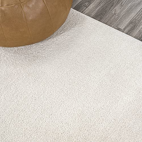 Eyely UES100T-3OV Supersoft Haze Solid Low-Pile Indoor Area Rug Casual;Contemporary;Solid;Traditional, Bedroom, Kitchen, Living Room, Easy-Cleaning, Non-Shedding, 3 X 5 Oval, Cream