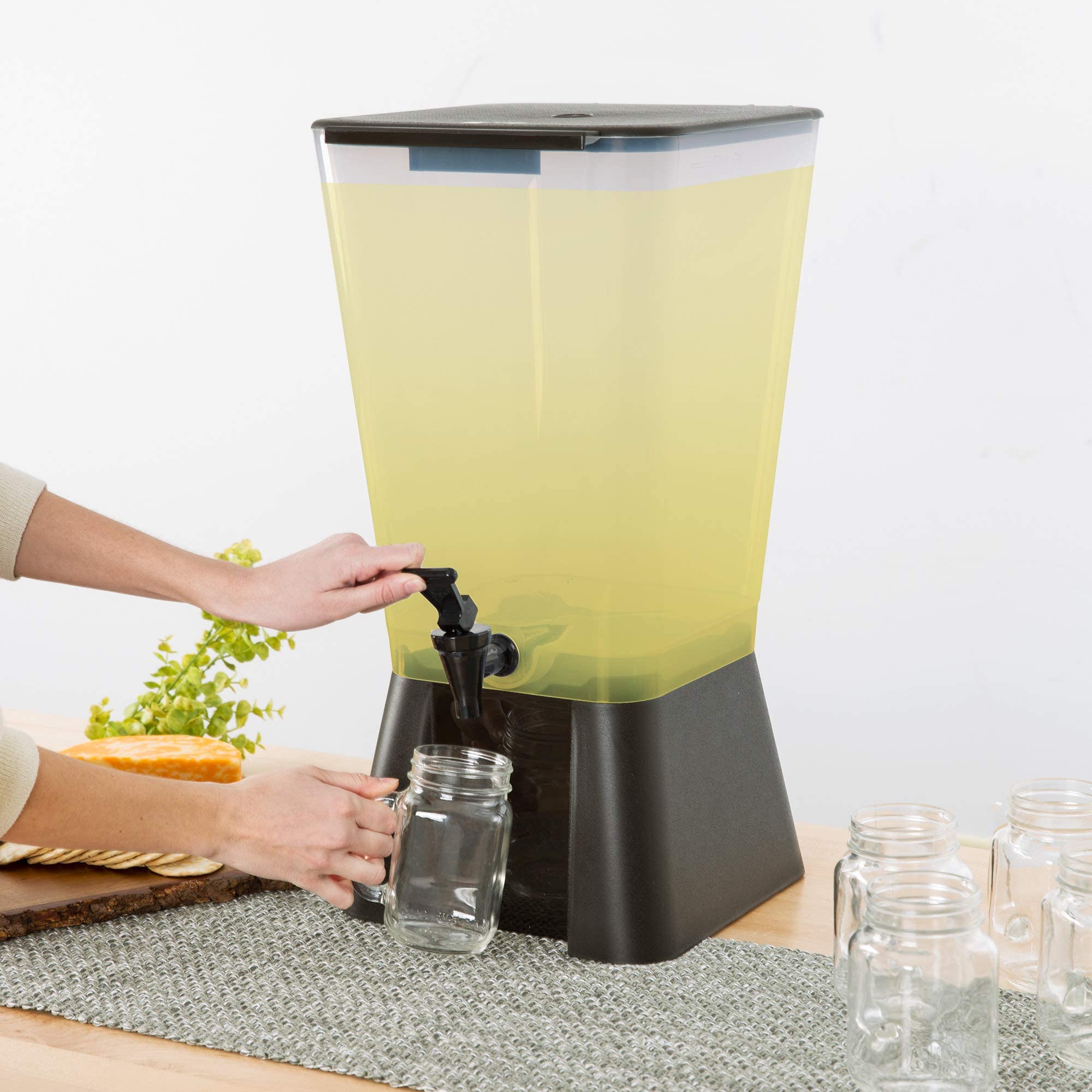 EASYROSE Beverage Dispenser 5 Gallon Drink Dispenser with Spigot, Juice Dispensers for Parties, Black Base
