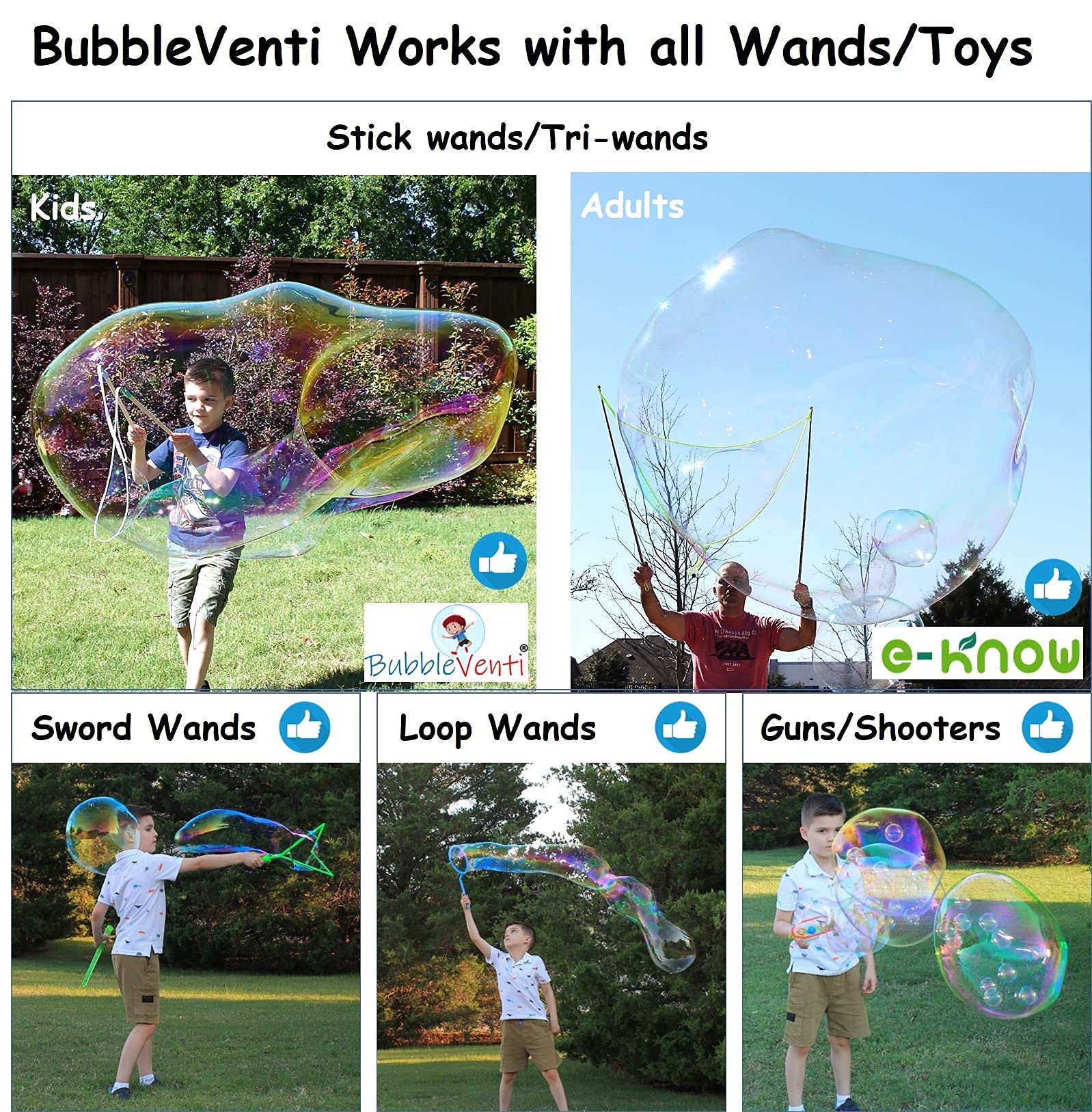 Bubbleventi Giant Bubble Mix | Made in USA |100% Vegan Non-Toxic Powder Makes 10 Gallons of Premium, Big Bubble Solution for kids’ STEM fun | Use in Bubble Wands + Machines