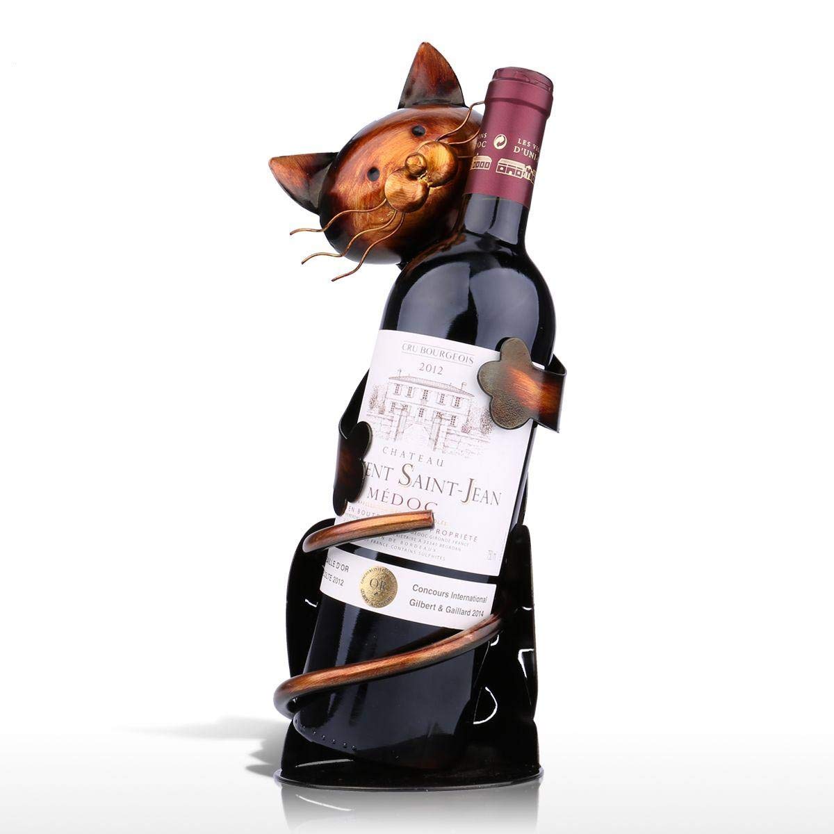 Cat Shaped Wine Holder Wine Shelf Metal Figurine Practical Figurine Rack for Wine Bottle Office Home Decor Wine Rack