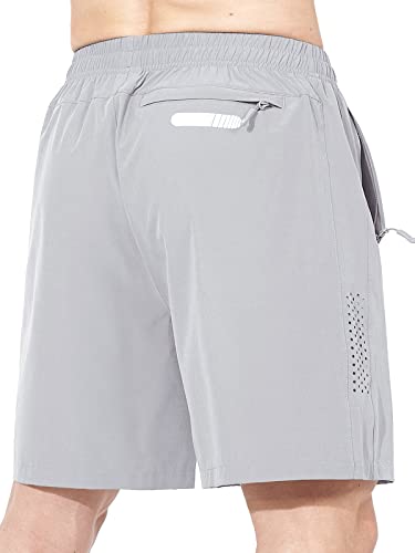 NORTHYARD Men's Athletic Hiking Shorts Quick Dry Workout Shorts 7"/ 9"/ 5" Lightweight Sports Gym Running Shorts Basketball Exercise Grey S