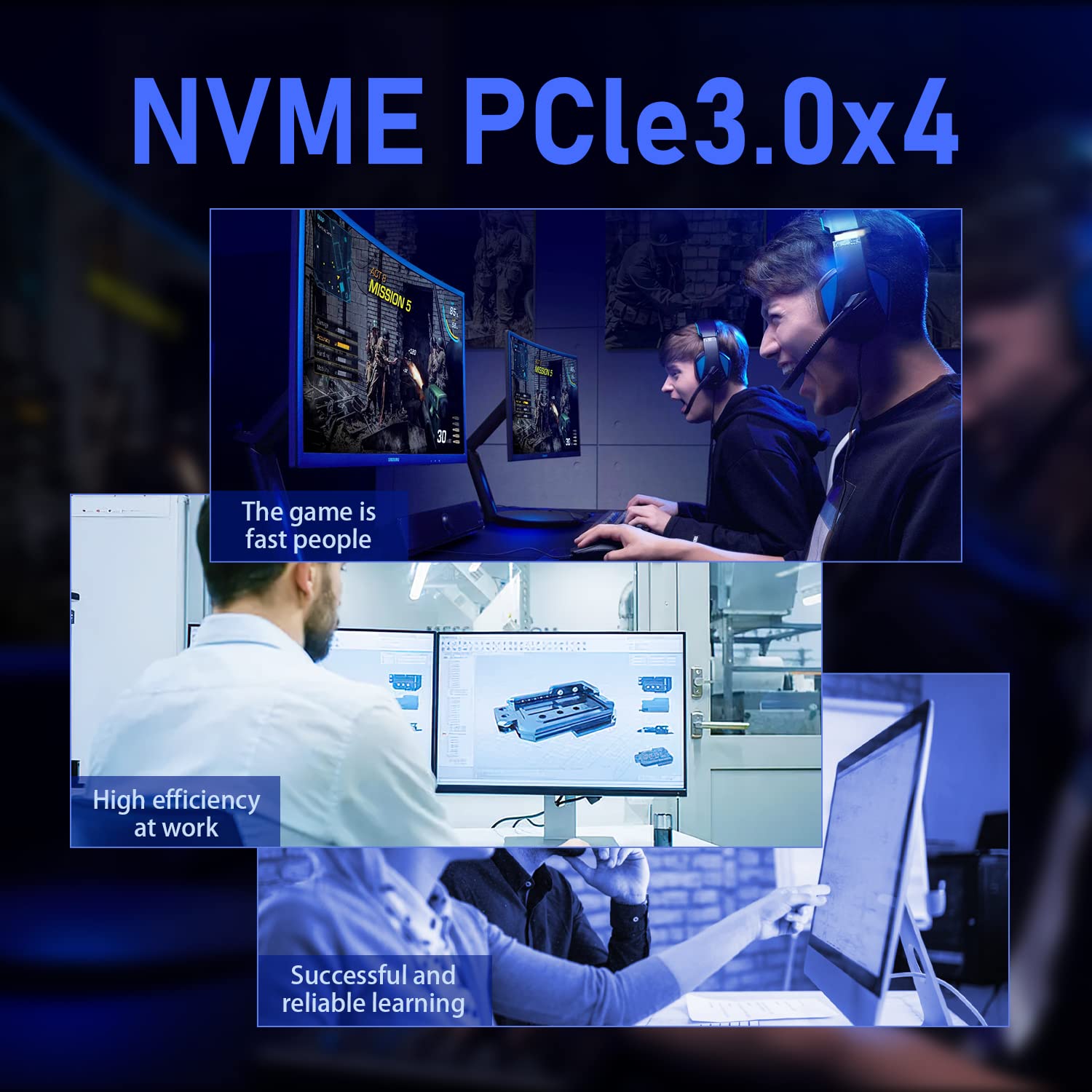 DUOMEIQI 2TB NVMe PCIe 3.0 Gen 3x4 NVMe 1.4 M.2 2280 Internal Gaming SSD High Performance Solid State Drive up to 3400MB/s for Desktop Laptop Computer 2TB PCIE3.0 NVME
