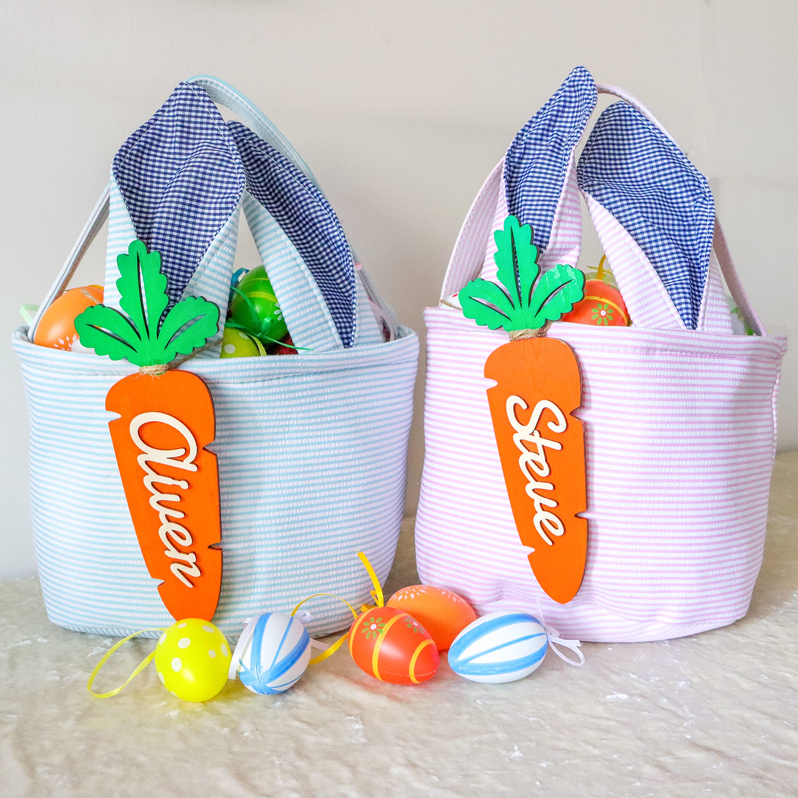 Personalized Easter Basket Tag Easter Basket Stuffers Carrot Farmhouse Wooden Name Tags Custom Easter Décor Easter Gifts for Kids Decorations
