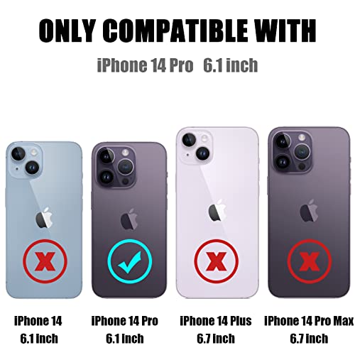 Nvollnoe for iPhone 14 Pro Case with Card Holder Heavy Duty Protective Dual Layer Shockproof Hidden Card Slot Slim Wallet Case for iPhone 14 Pro for Women&Men(Blue)