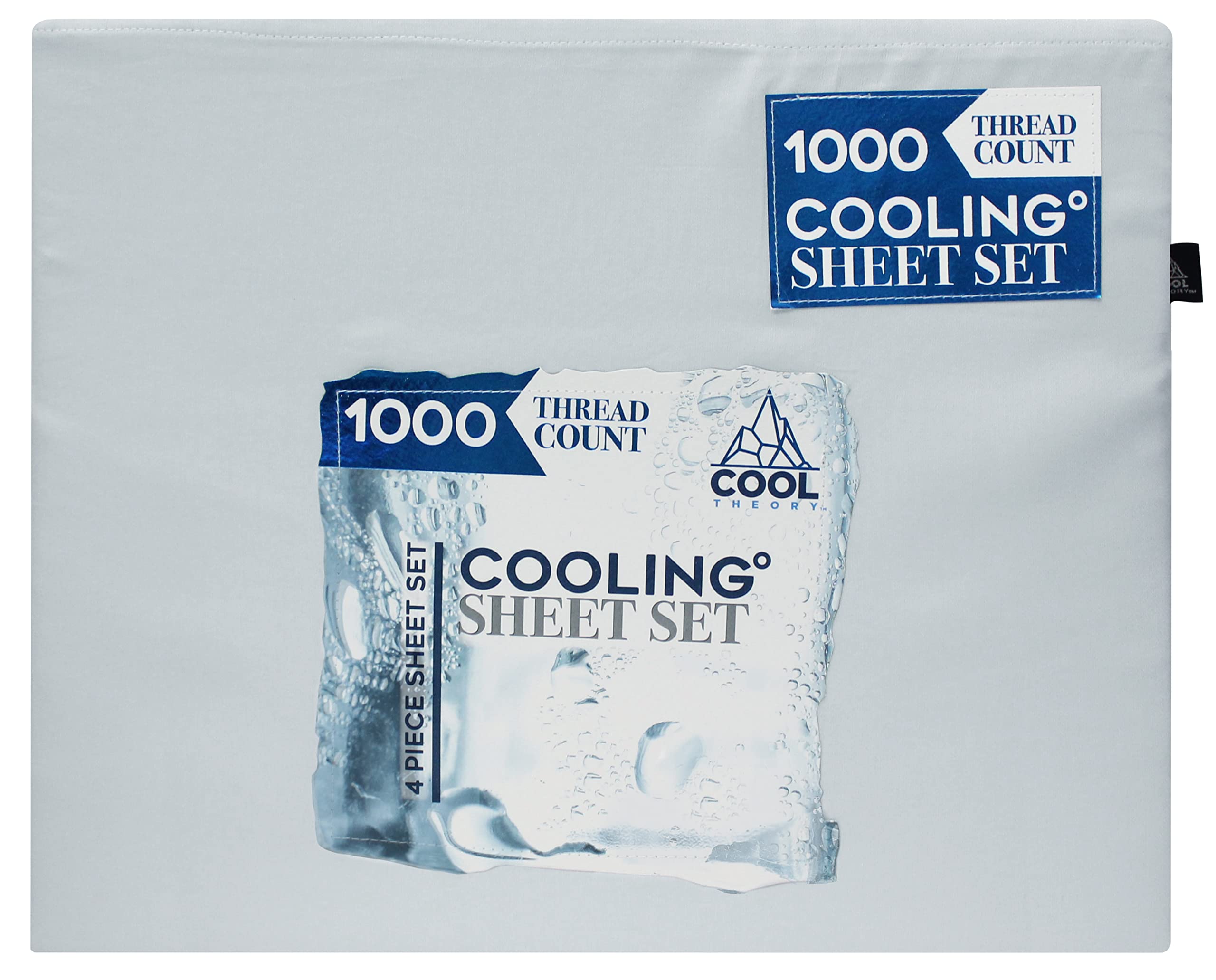 Comfort Lab Bed Sheets Luxurious 4-Piece Set - Cooling Wrinkle-Free Hotel Bed Sheets, 1000 Thread Count Cotton Rich Bed Sheets - Flat Sheet, Fitted Sheet, & 2 Pillowcases - King Size Sheets Set, Blue