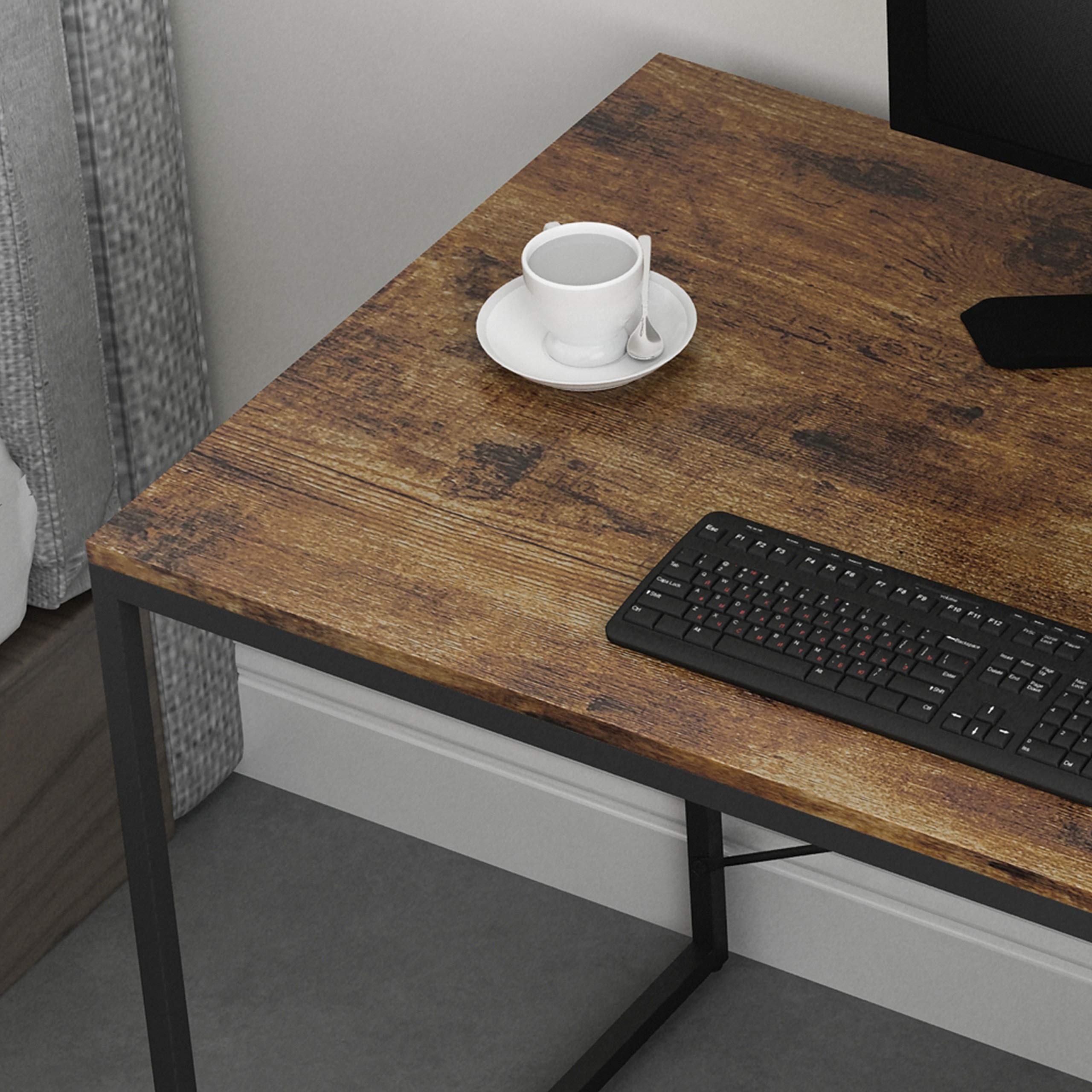 Computer Desk with Three Shelves 47 Inch,Home Office Desk with Storage Bookshelf, Study Writing Desk Industrial Style PC Laptop Table,Easy Assemble (Multi)