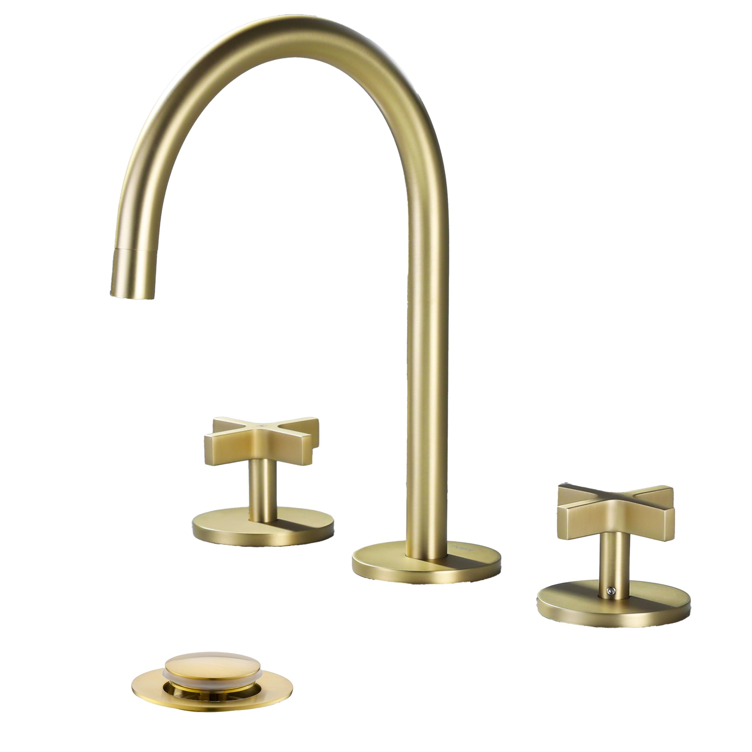 Indare Bathroom Faucet, Two Handles 360° Swivel Spout Widespread 4Inch 8Inch Brass Bathroom Sink Faucet 3 Hole with Pop-Up Drain and Water Supply Lines, Upgraded Style,Advanced Gray