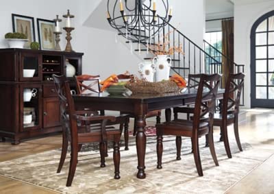 Signature Design by Ashley Porter Traditional Hand Finished Rustic Dining Arm Chair, Set of 2, Brown