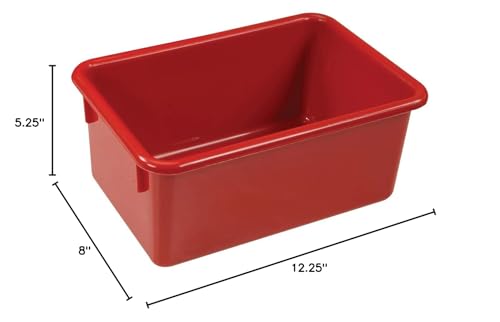 Kaplan Early Learning Vibrant Colored Storage Bin - Set of 5 - 5.25" x 12.25" x 8" - Red
