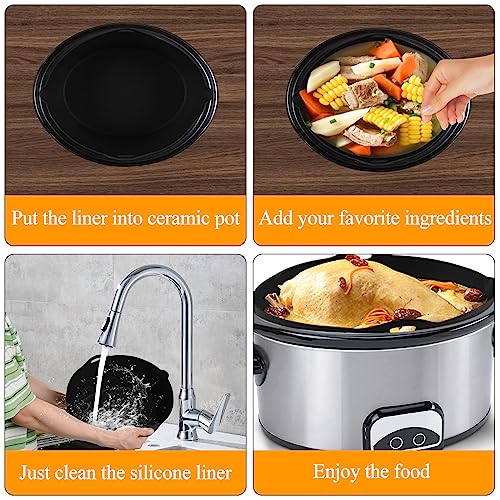 Silicone Slow Cooker Liners For 7-8 Quart Crock Pot,Reusable Leakproof Bpa Free Crockpots Accessories For Oval Crockpots