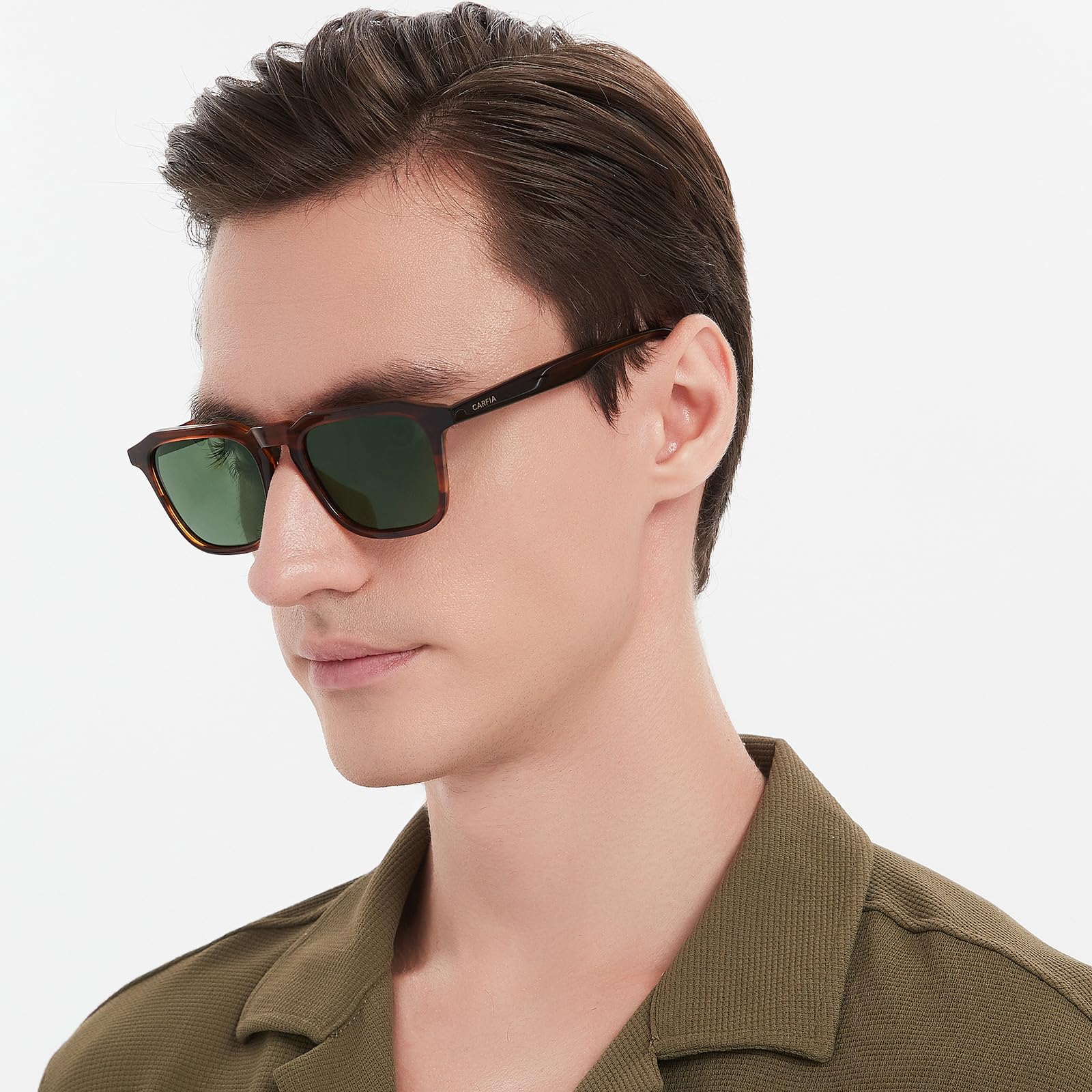 CARFIA Acetate Polarized Mens Sunglasses UV Protection Retro Fashion Cool Glasses for Driving Golf Fishing CA5352