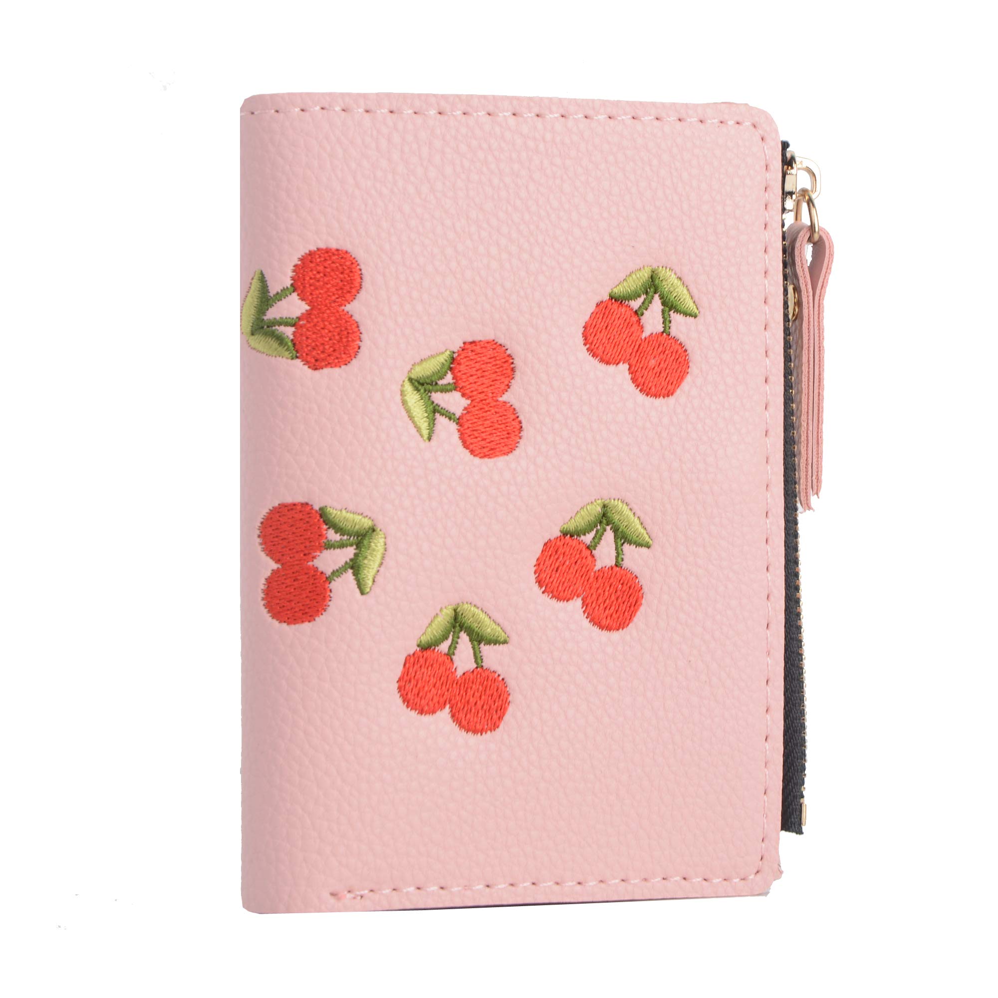 Nawoshow Women Cute Small Wallet Cherry Pattern Coin Purse Card Holder Clutch Bag (A-Pink)