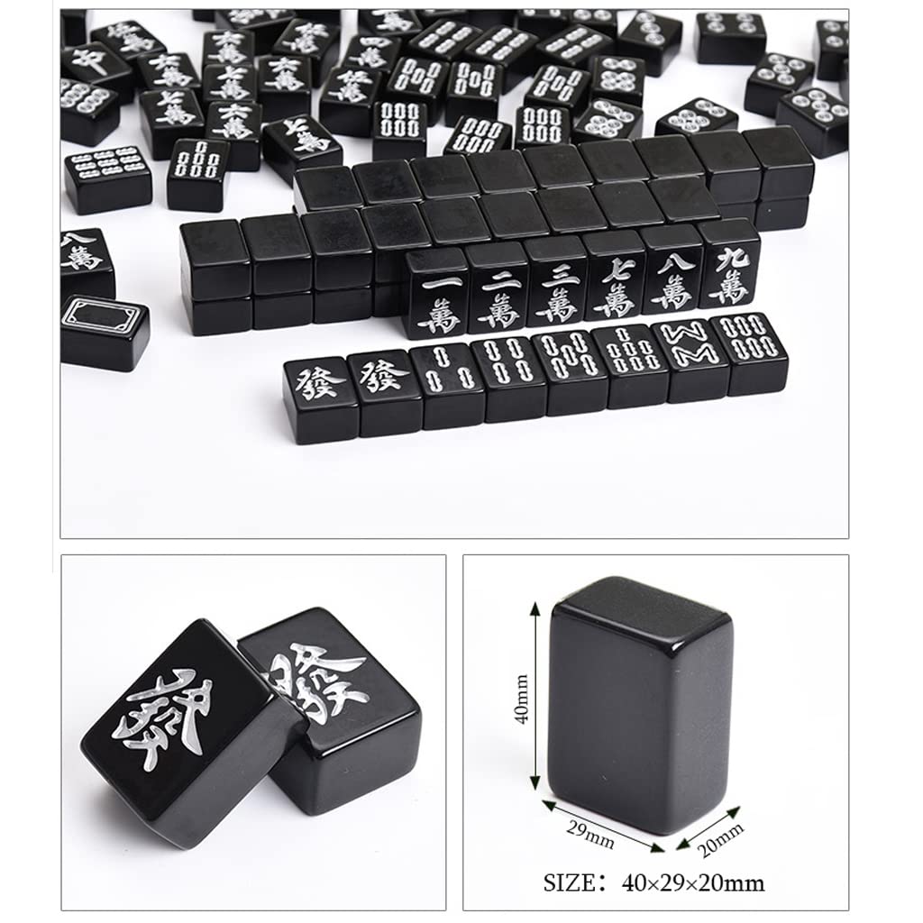 Classic Mahjong Game Set,Mah Jong Sets,144 Black Mah-Jongg Tiles,Traditional Mahjongg Games for Family Game