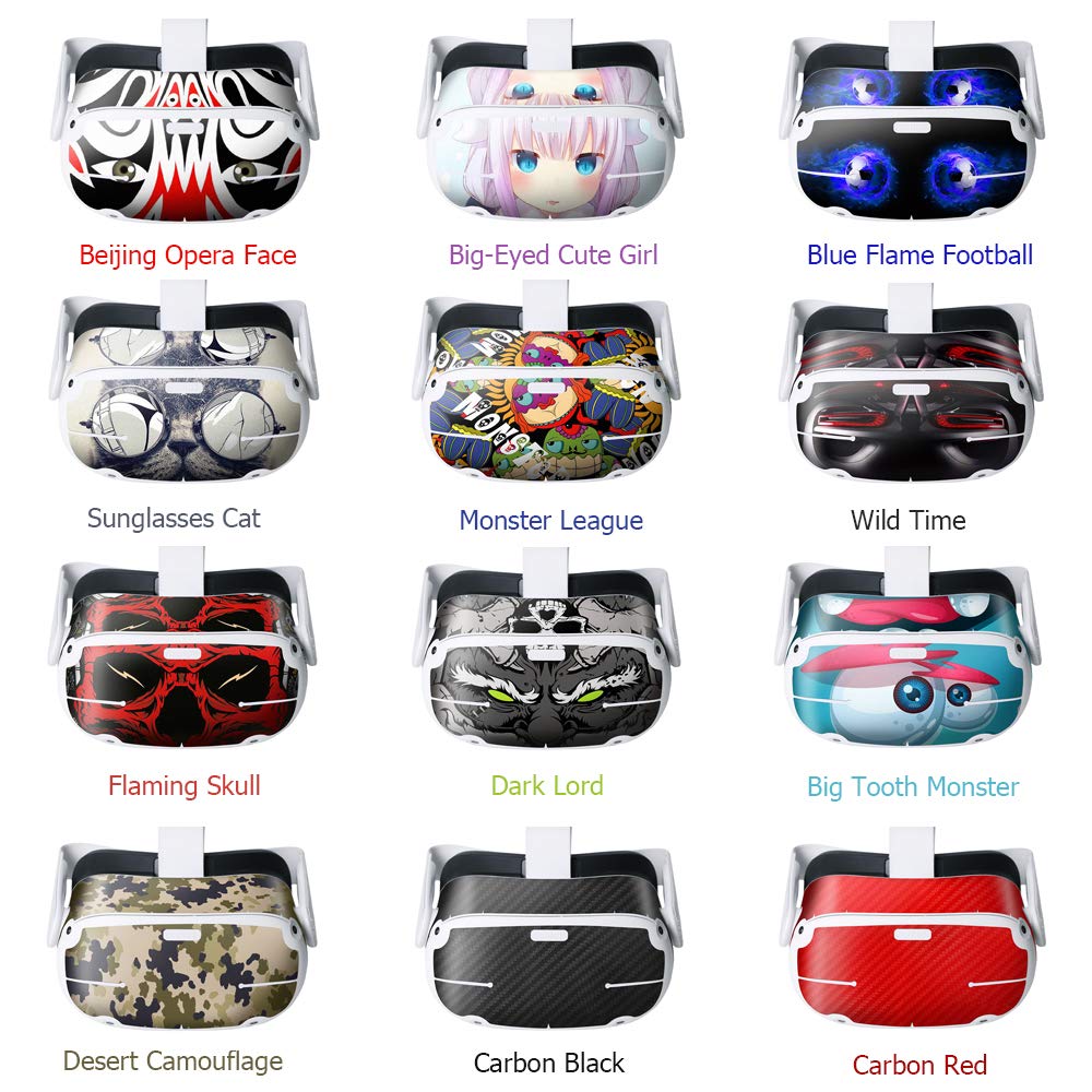 VR Headset and Controller Skin Stickers for Quest 2 Accessories(Flaming Skull)