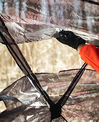 Muddy Outdoors Hunting Easy Set-Up Portable Concealable Black-Backed Water Resistant Epic Camo Prevue Ground Blind, 2-Person