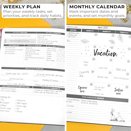 Clever Fox Planner Daily PRO - 8.5 x 11" A4 Size Daily Life Planner and Gratitude Journal to Increase Productivity, Time Management and Hit Your Goals - Undated - Lasts 3 Months (Silver Black)