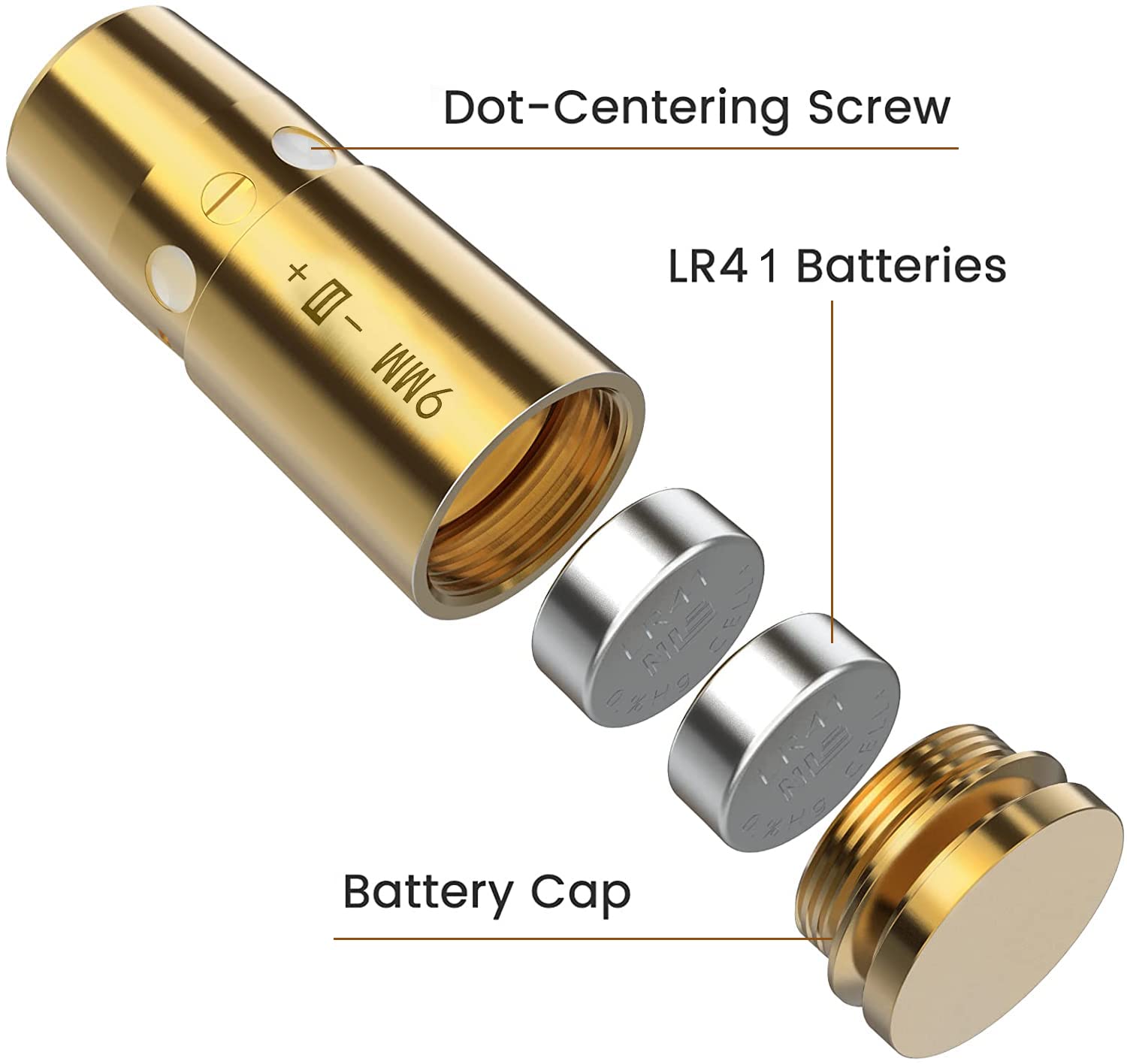 Bore Sight 9mm Bore Sight Red Laser Boresighter Zeroing Boresighter Red Dot Bore Sighter with 3 Sets of Batteries