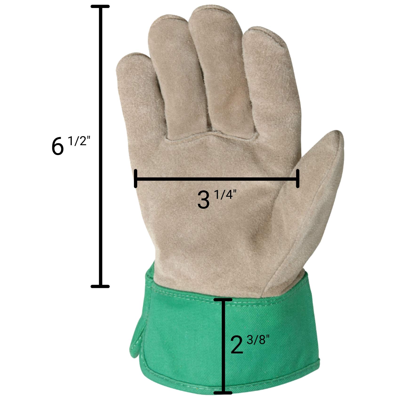 Wells Lamont Kids Work and Garden Gloves with Safety Cuff, Fits Youth Ages 5-8 (952M), Abrasion Resistant, Green