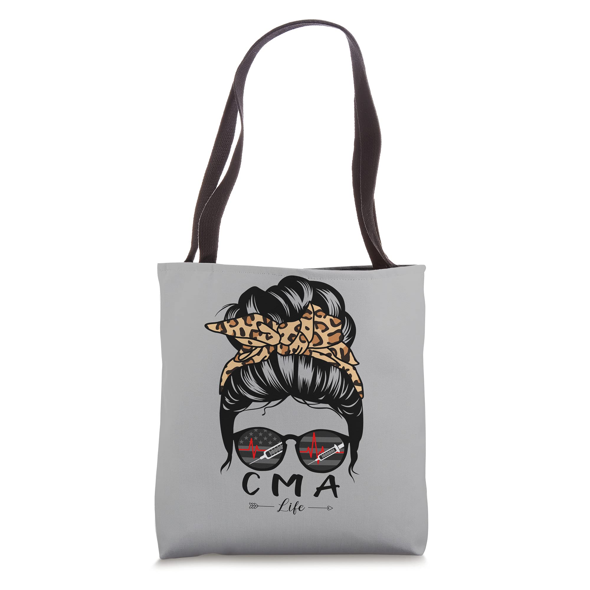 CMA Life Messy Bun Hair Funny Leopard CMA Tote Bag