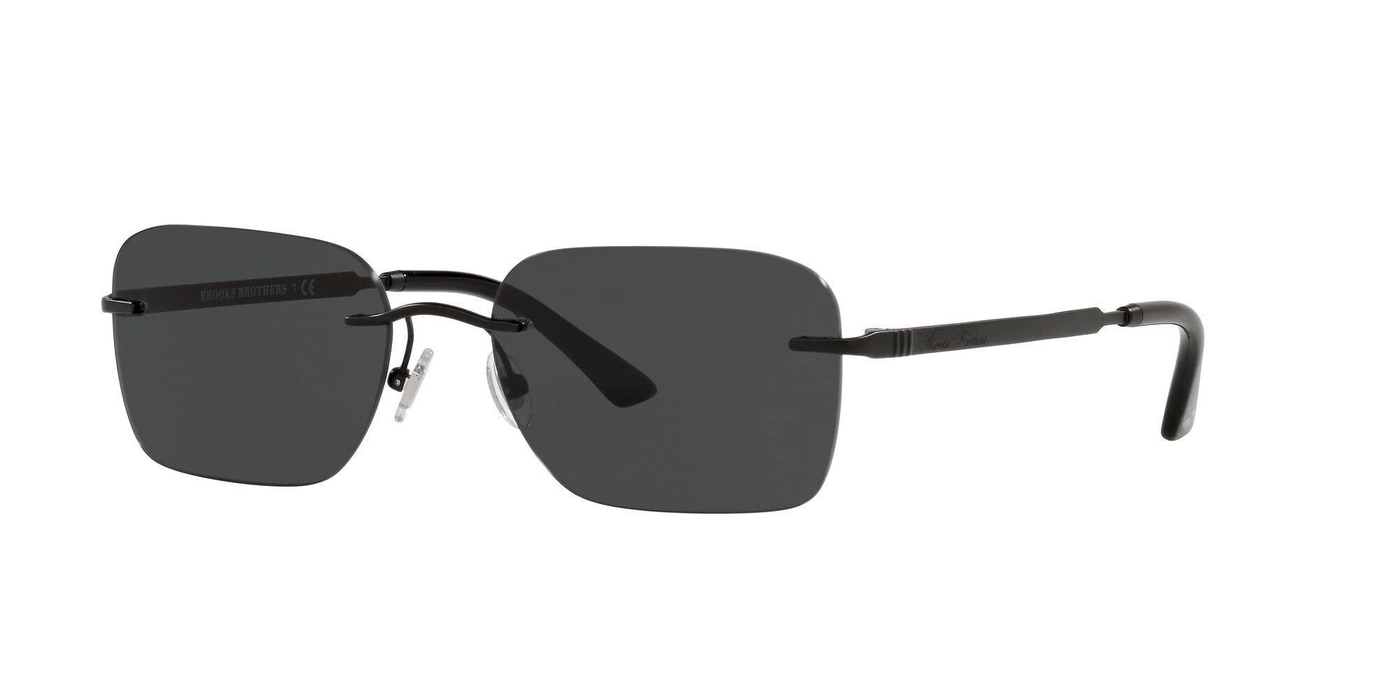 Brooks Brothers Men's BB4058 Rectangular Sunglasses, Matte Black/Solid Grey, 56 mm