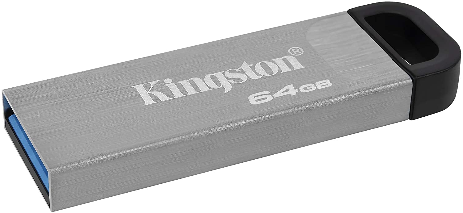 Kingston 64GB DataTraveler Kyson High Performance up to 200MB/s USB 3.2 Metal Flash Drive DTKN/64GB Bundle with (1) GoRAM Black Lanyard (64GB, 5 Pack)