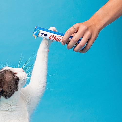 INABA Churu Cat Treats, Grain-Free, Lickable, Squeezable Creamy Purée Cat Treat/Topper, 60 Servings, Tuna Variety Box