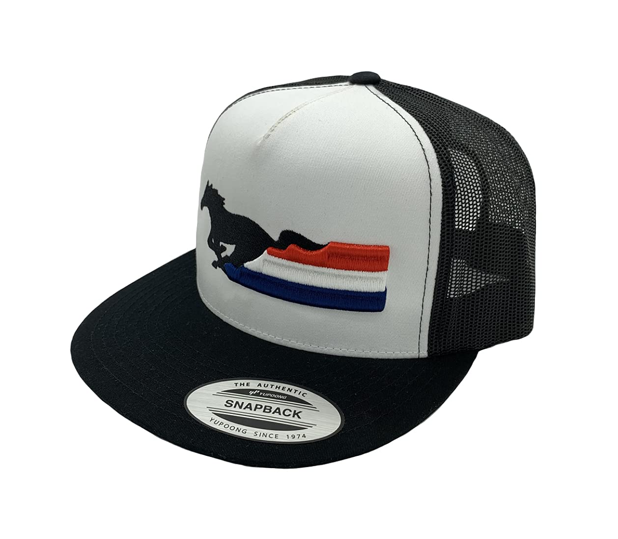 CMFRTS Mustang Horse Snapback Trucker hat - Surfing, Golf, Hiking BlackWhite, One Size
