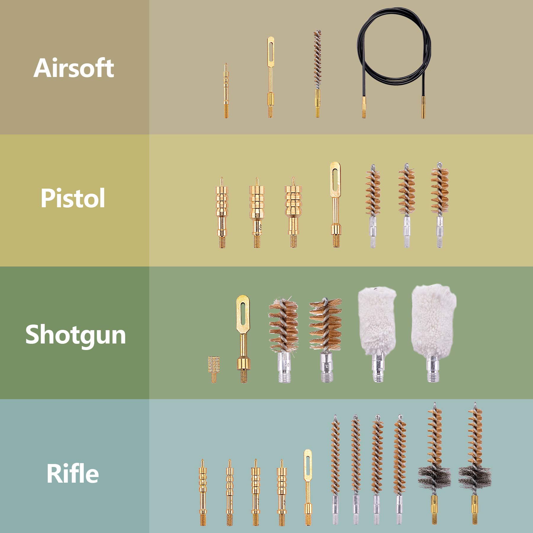 BOOSTEADY Pro Gun Cleaning Kit Universal Gun Cleaning Kit Handgun Shotgun Cleaning Kit for All Guns with High-end Brass Brushes, Mops, Jags, Reinforced Rods