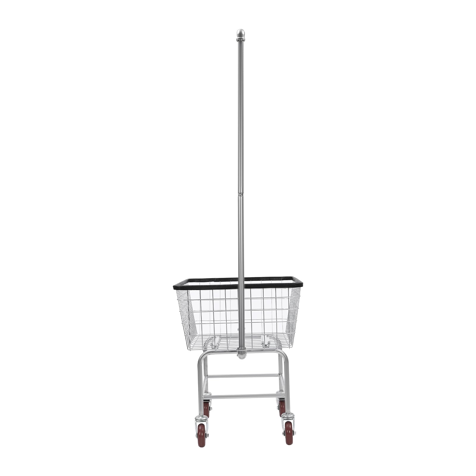 Heavy Duty Wire Laundry Cart, Rolling Laundry Basket with Hanging Garment Rack & Universal Wheels, Commercial Laundry Hamper Cart, Freestanding Laundry Storage and Organization