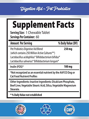PET SUPPLEMENTS Dog Digestive enzymes Treats - Dog Digestive AID - PROBIOTICS - Powerful Formula - Beef Liver Tablets - 2 Bottle (120 Chews)