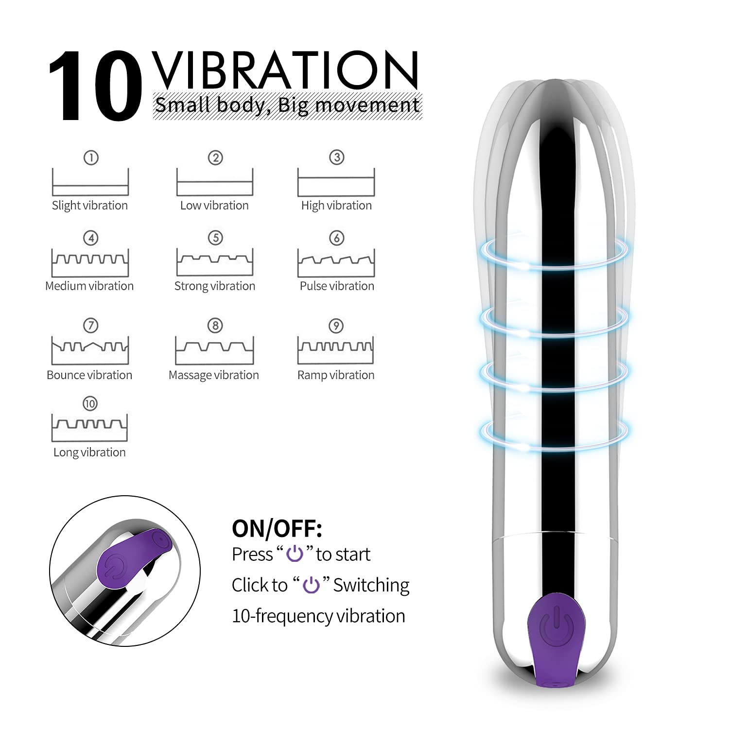 Bullet Vibrator with Angled Tip for Precision Clitoral Stimulation, Discreet Rechargeable Lipstick Vibe with 10 Vibration Modes Waterproof Nipple G-spot Stimulator Sex Toys for Women Redeeming Love