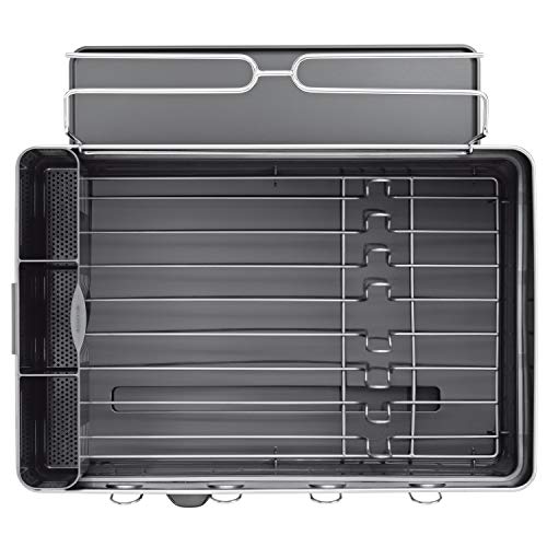 simplehuman Steel Frame Kitchen Dish Drying Rack With Swivel Spout, Fingerprint-Proof Stainless Steel Frame, Grey Plastic, 2020 Model