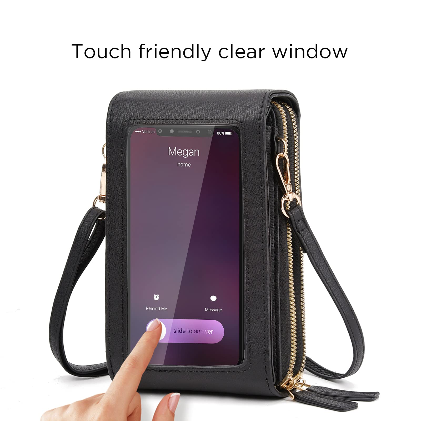 Women Crossbody Wallet Purse with Phone Holder Lightweight Touch Screen Bag Purse PU Leather RFID Blocking Purse