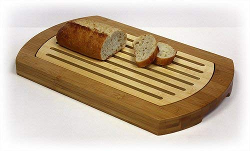 Simply Bamboo BICT Multi-Purpose Two-Tone Bamboo Bread Crumb Cutting Board/Serving Tray for Kitchen - 16" x 10" x 1.25"