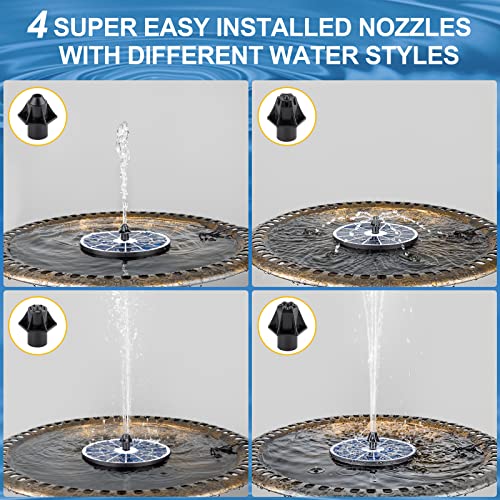 Mademax 3.5W Solar Bird Bath Fountains with 24-Hours Working, Solar and Plug-in Fountain Pump for Bird Bath with 4 Nozzles, Floating Solar Powered Water Fountain Pump for Bird Bath, Garden, Pond, Pool