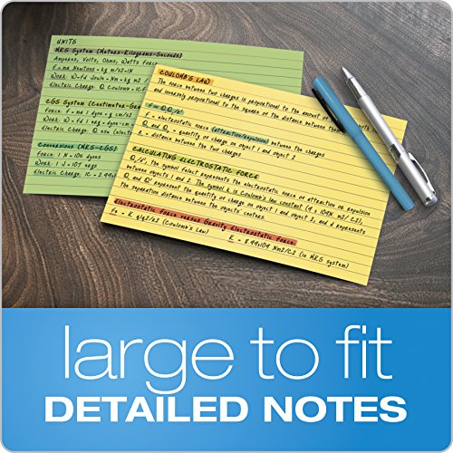 Oxford Ruled Color Index Cards, 5" x 8", Canary, 100 Per Pack (7521 CAN)