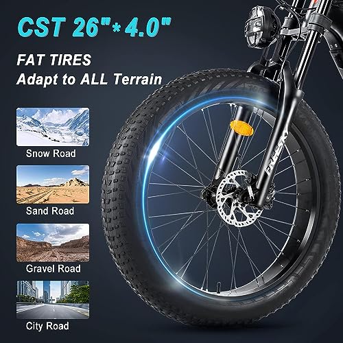 FREESKY Electric Bike for Adults 1000W BAFANG Motor 48V 20Ah Samsung Cells Battery 26" Fat Tire Full Suspension 35MPH Ebike