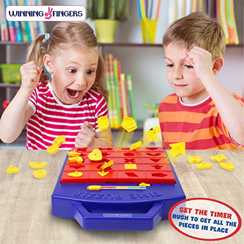 Winning Fingers Shape Toy Puzzle Game – Pop Up Board Game with Shape Puzzles - Two Players Concentration Games Puzzle Board Matching Game - Educational Toy for Kids 3 Years and Older