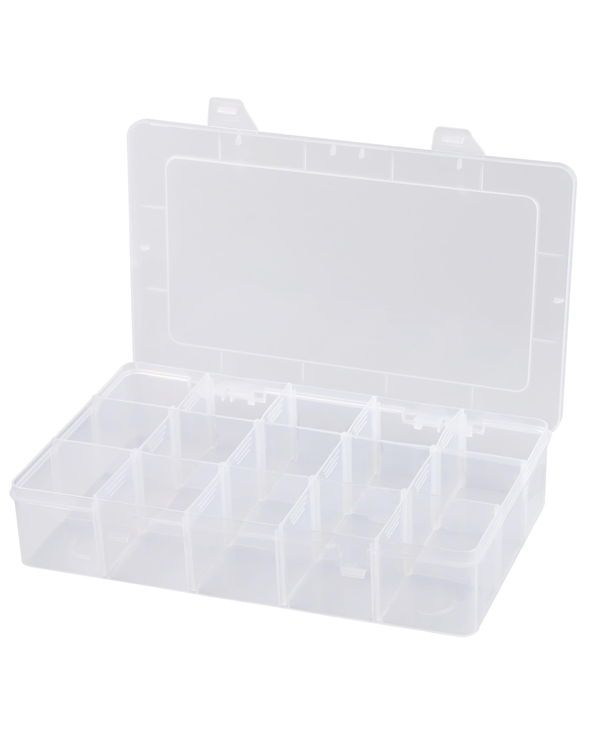 Facikono Tackle Box Organizer Plastic Organizer Box with Dividers Beads Organizer Box Snackle Box Container 15 Grid Small Plastic Tackle Box Clear Tackle Box for Snacks Washi Tape Organizer