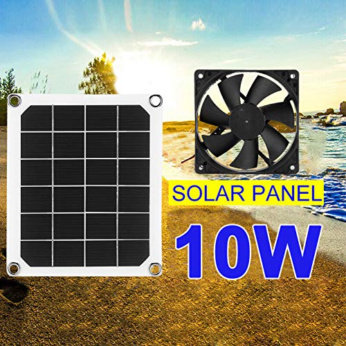 Deryang Exhaust Fan, Exhaust Fan USB Charging Monocrystalline Solar Panel, for Chicken House Solar Panel Powered Fan Solar Powerful Fan Greenhouse, Default