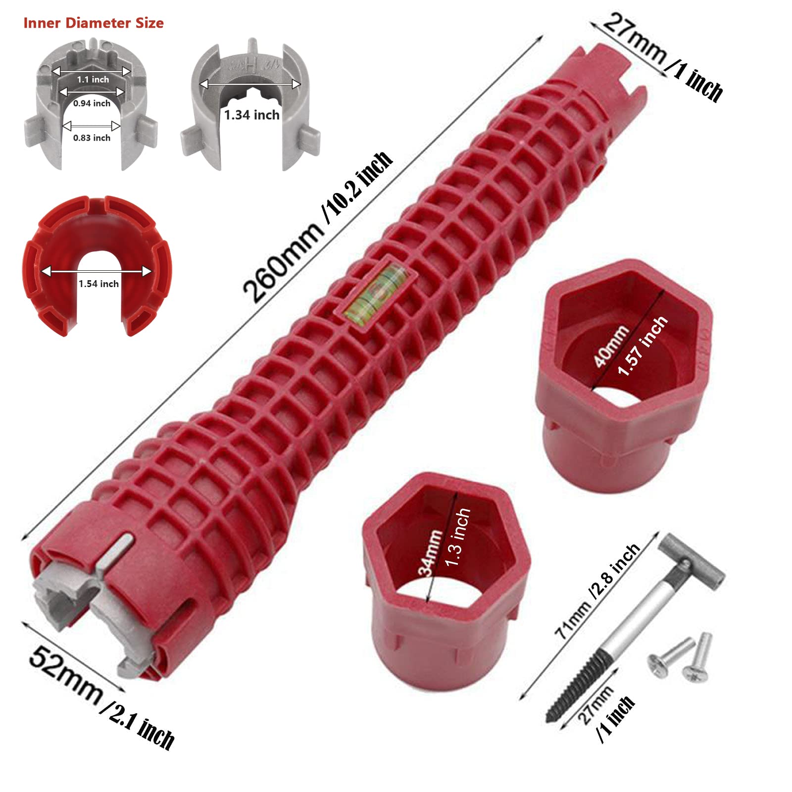Faucet and Sink Installer Tool,8 in 1 Faucet and Sink Installer Multi Tool,Multi-Purpose Plumbing Tool Multifunctional Repair Installation Hand Tools For Toilet Bowl/Sink/Kitchen(One-way Red)