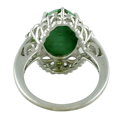 Carillon Chrysoprase Oval Shape Natural Non-Treated Gemstone 925 Sterling Silver Ring Engagement Jewelry for Women & Men