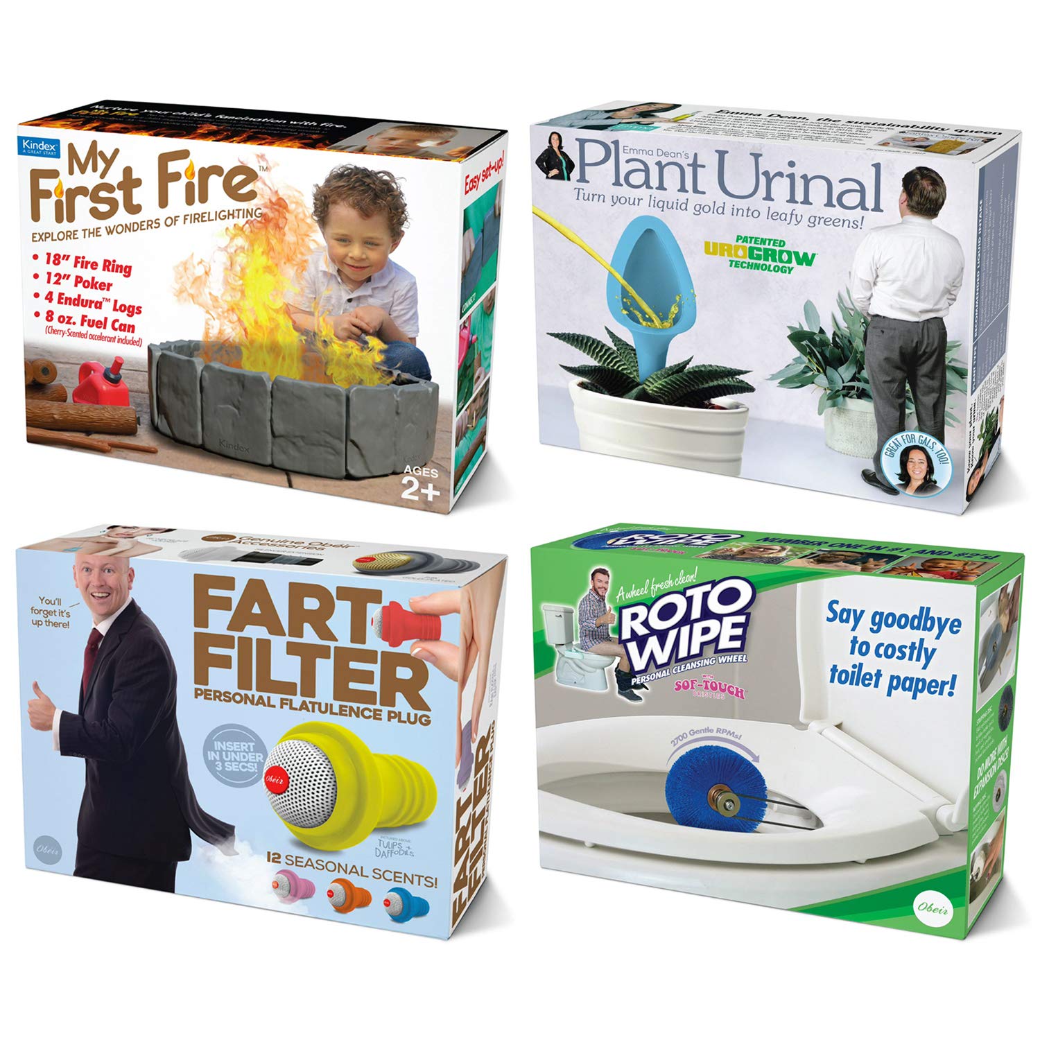 Prank Pack Prank Gift Box Bundle Set 1, 4 Unique Gift Boxes, Wrap Your Real Present in a Funny Authentic Prank-O Gag Present Box, Medium-Sized Novelty Gifting Box for Pranksters