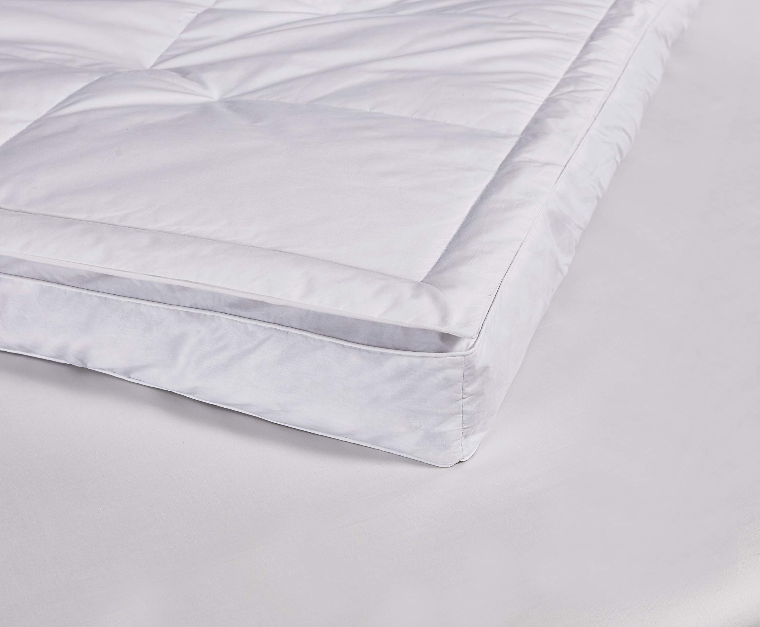 Kathy Ireland Pillowtop Mattress Topper King Size, 3-inch Overfilled White Down Feather Mattress Pad 233 Thread Count 100% Cotton Cover Featherbed - 78" x 80"