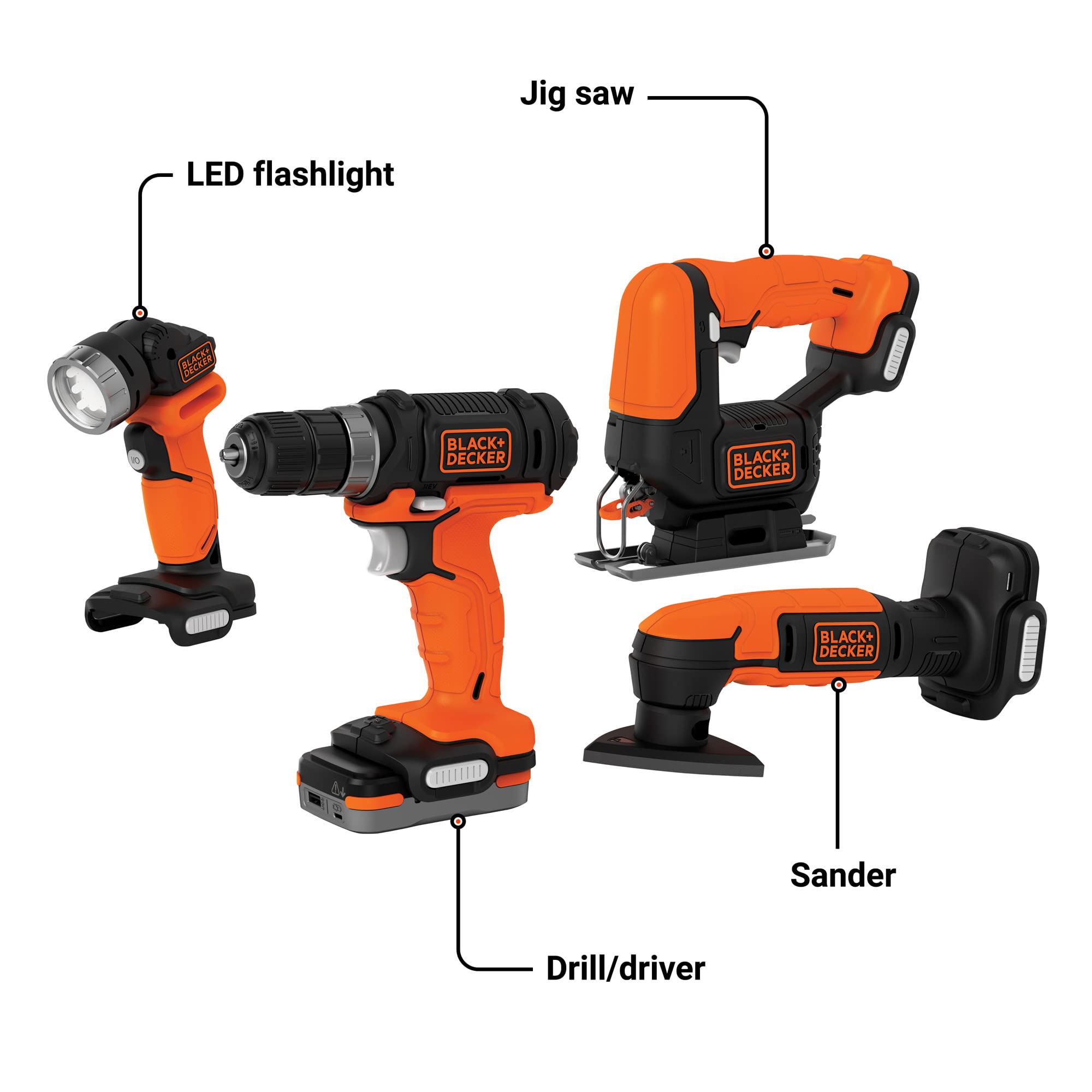 BLACK+DECKER GoPAK 12V MAX* Cordless Drill 4-Tool Combo Kit (BDCK502C1)