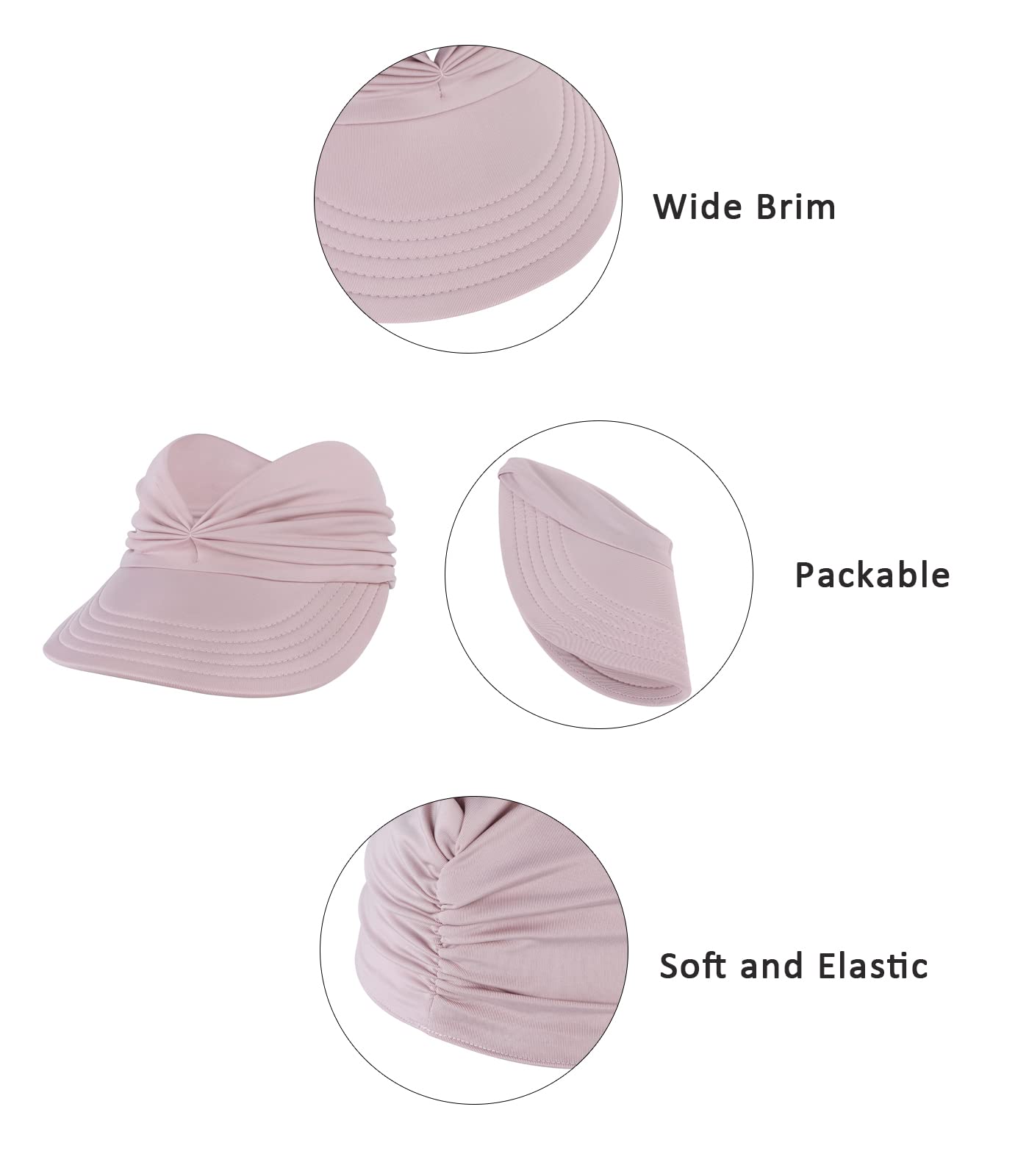 Durio Sun Hats for Women UV Protection Wide Brim Sun Visor Hats for Women Packable Summer Beach Hats Black